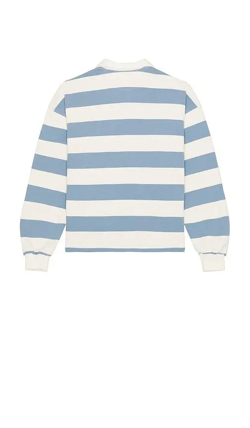 Drmers Club Vintage Striped Polo Shirt In Blue - Sky Blue
